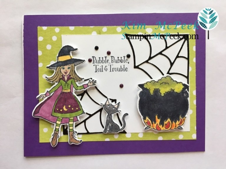 Cauldron Bubble Halloween Card | StampinMcPeek.com