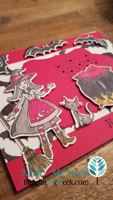 Pink Witch – Halloween Card | StampinMcPeek.com